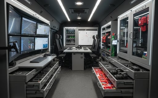 Custom Storage Solutions in Mobile Command Units for Field Equipment